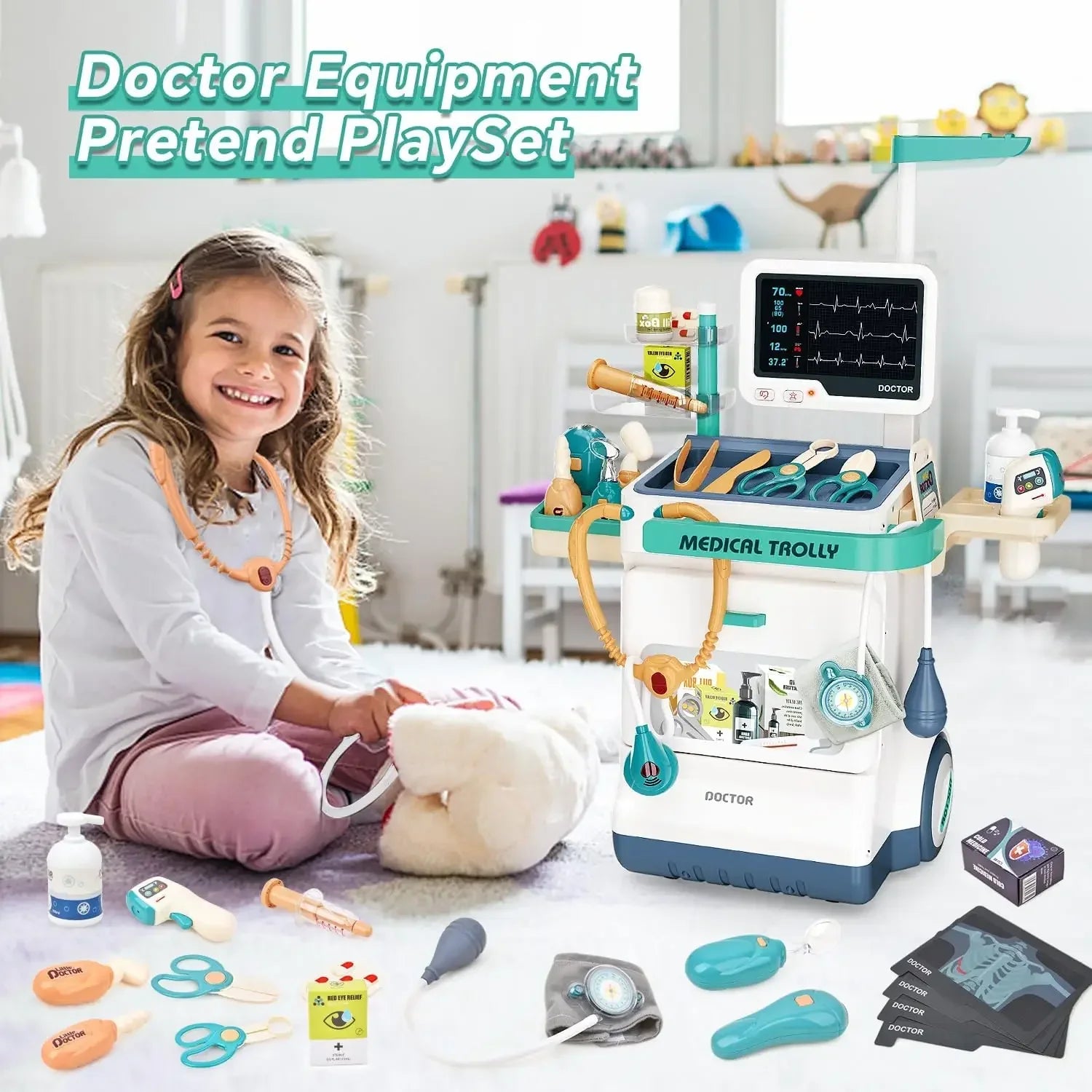 Doctor Kit for Kids Pretend Doctor Playset for Toddlers with Medical S ...